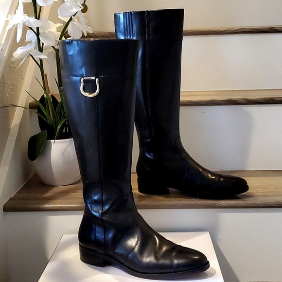 Ann Taylor | Shoes | Loft Modern Leather Tall Black Riding Boots | Poshmark